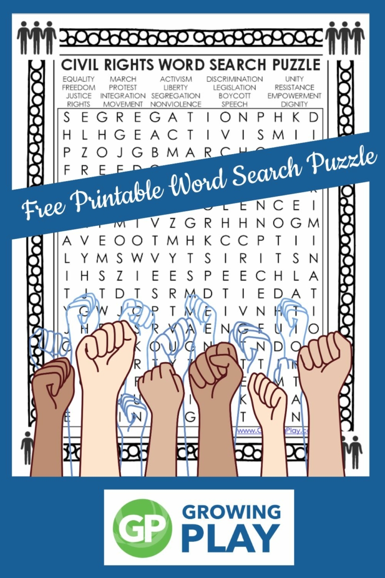 Civil Rights Word Search Free Printable - Growing Play