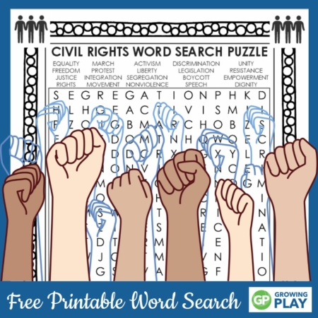 Civil Rights Word Search Free Printable - Growing Play