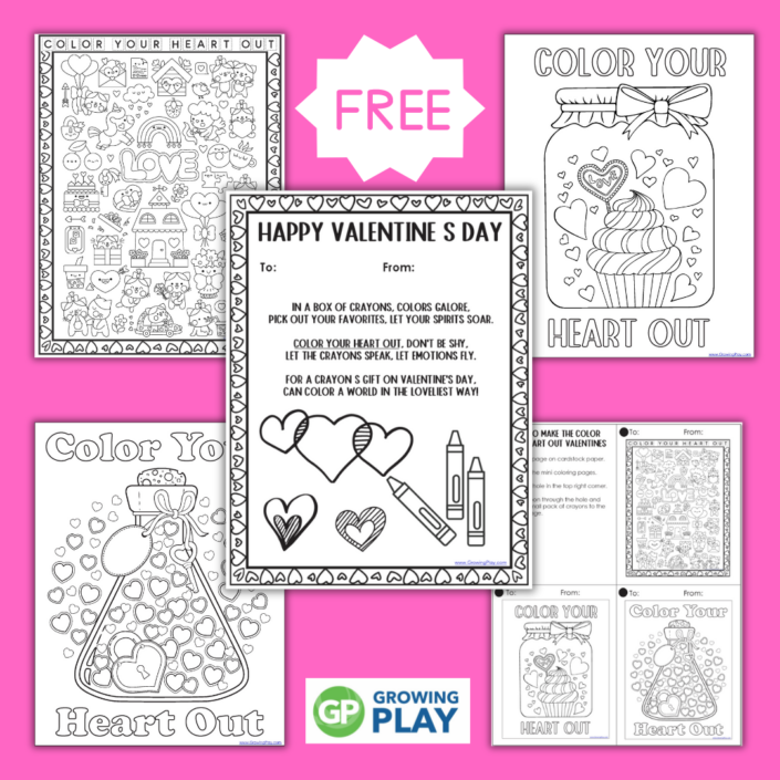 Color Your Heart Out Free Printable - Growing Play