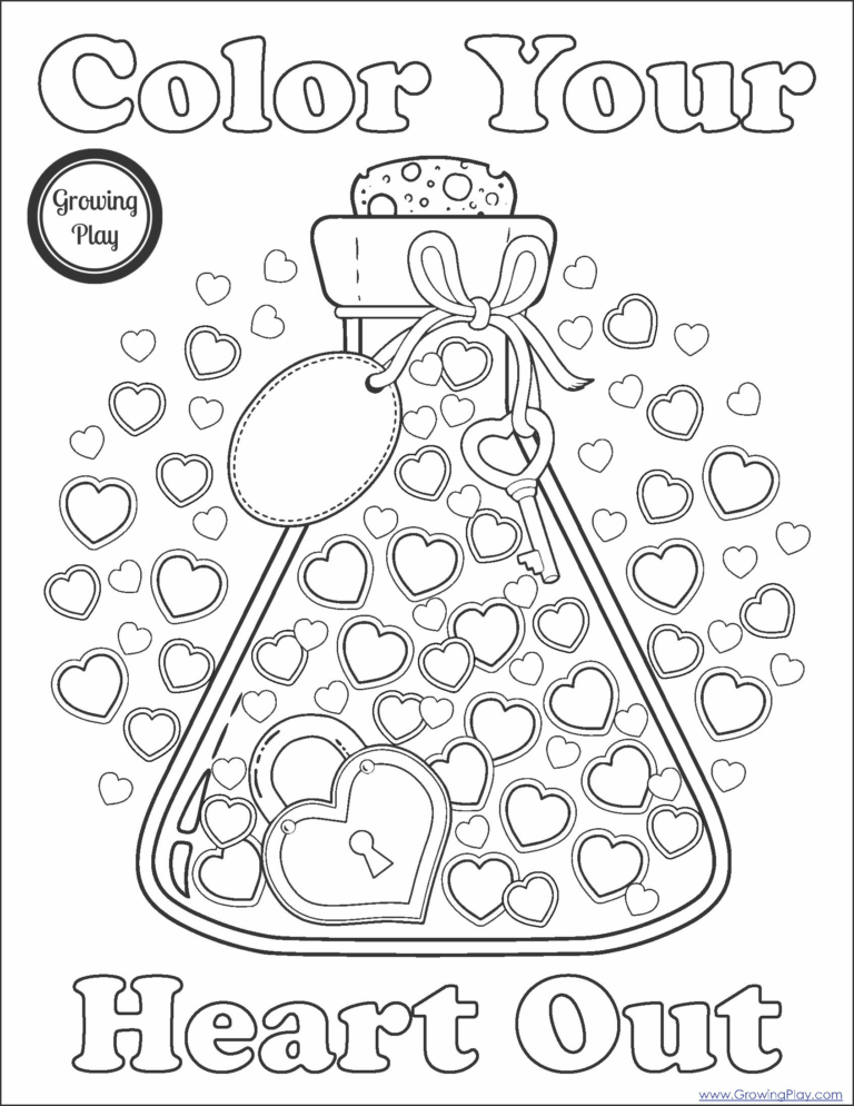 Color Your Heart Out Free Printable - Growing Play