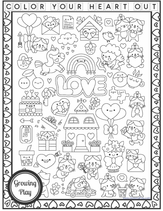 Color Your Heart Out Free Printable - Growing Play