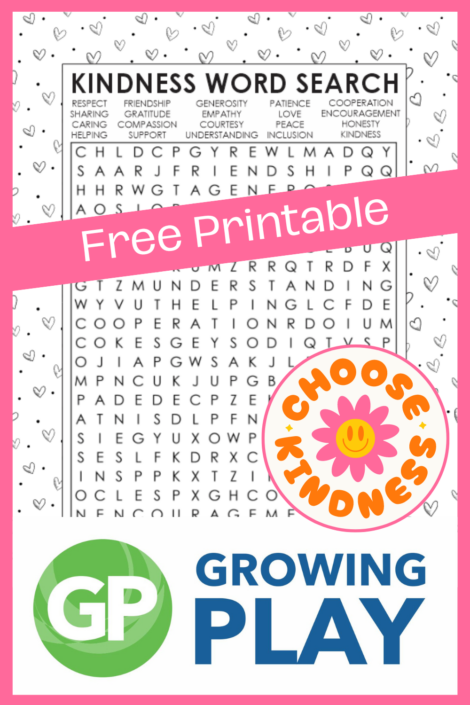 Kindness Word Search Free Printable - Growing Play