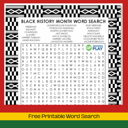 Free Printable Black History Month Word Search - Growing Play