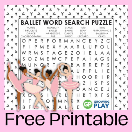 Ballet Word Search Free Printable - Growing Play
