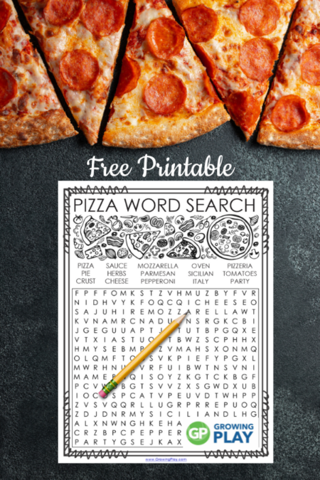 Pizza Word Search Free Printable PDF - Growing Play