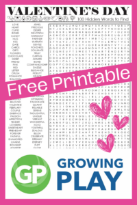 Valentine's Day Word Search Hard Puzzle - Free PDF - Growing Play