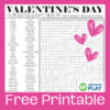 Valentine's Day Word Search Hard Puzzle - Free PDF - Growing Play