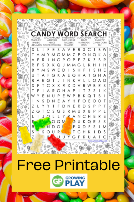 Candy Word Search Free Printable PDF - Growing Play