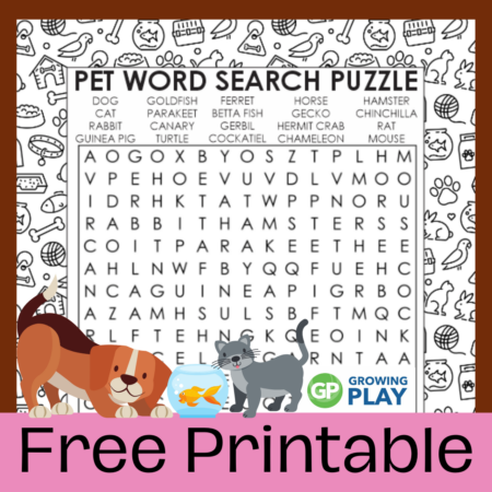 Pet Word Search Free Printable - Growing Play