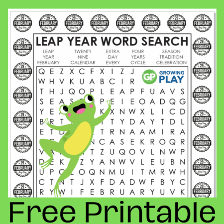 Leap Year Word Search Free Printable - Growing Play