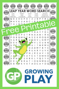 Leap Year Word Search Free Printable - Growing Play