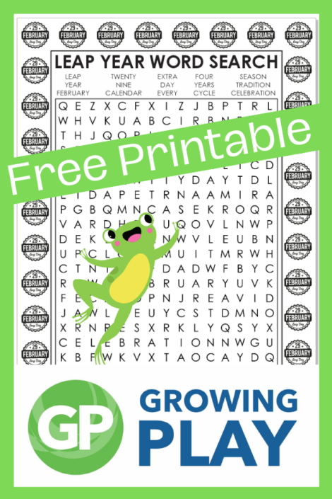 Leap Year Word Search Free Printable - Growing Play