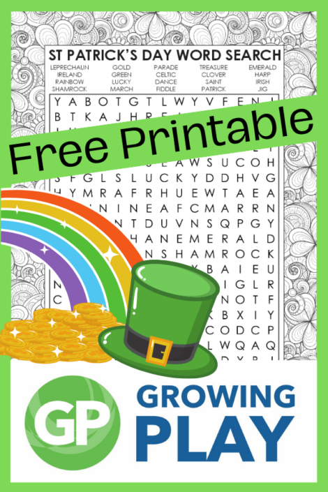 St Patricks Day Word Search Printable Free PDF - Growing Play