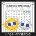 Eclipse Word Search Printable Free PDF - Growing Play