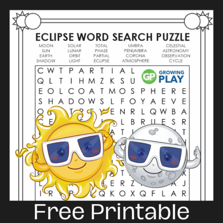 Eclipse Word Search Printable Free PDF - Growing Play