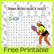 Tennis Word Search Printable Puzzle FREE - Growing Play