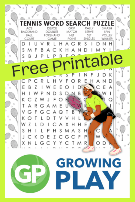 Tennis Word Search Printable Puzzle FREE - Growing Play