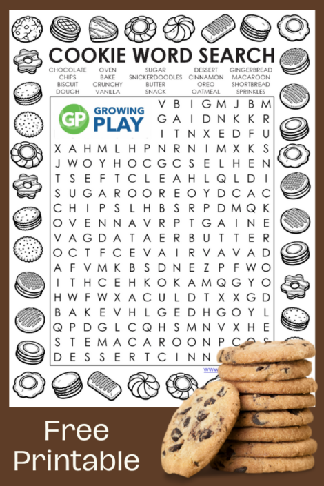 Cookie Word Search Printable Puzzle Free PDF - Growing Play