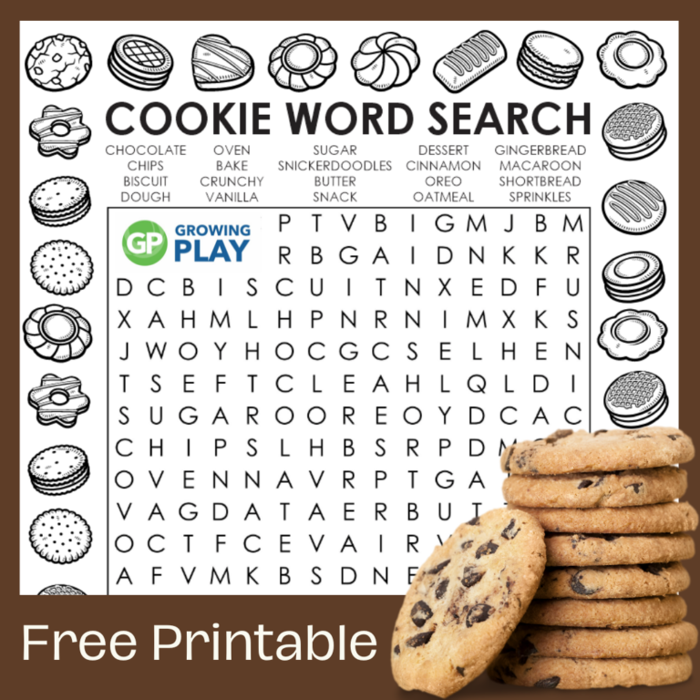 Cookie Word Search Printable Puzzle Free PDF - Growing Play
