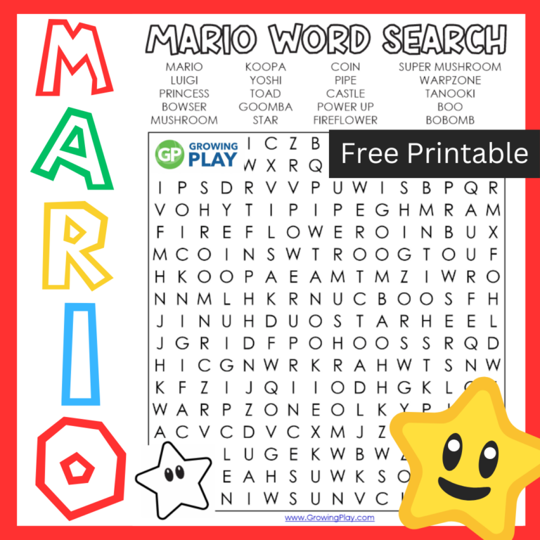 Mario Word Search Printable - Free PDF - Growing Play