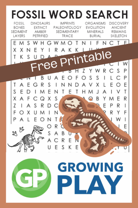 Fossil Word Search Printable - Free PDF - Growing Play