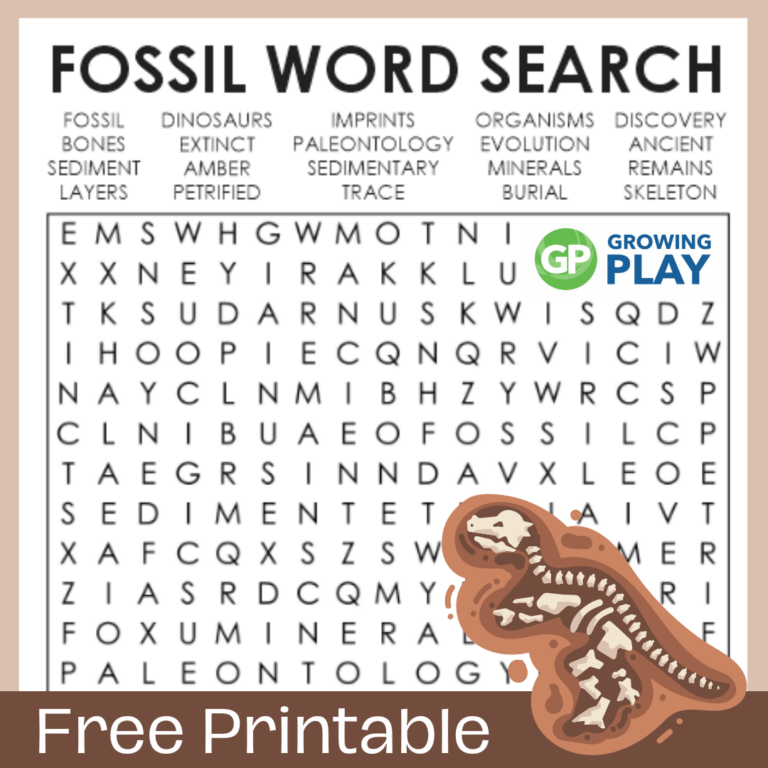 Fossil Word Search Printable - Free PDF - Growing Play