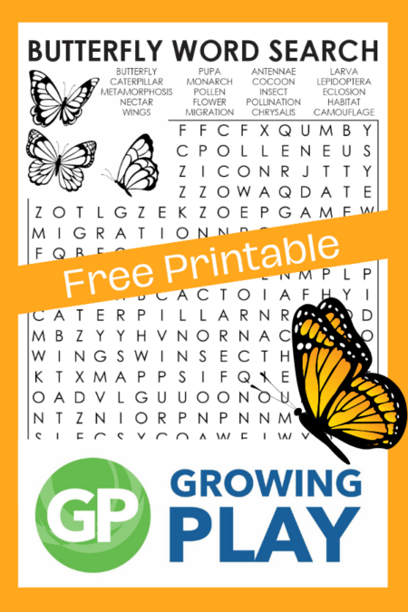 Butterfly Word Search - Growing Play