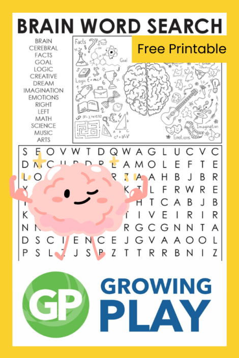 Brain Word Search Printable - Free PDF - Growing Play
