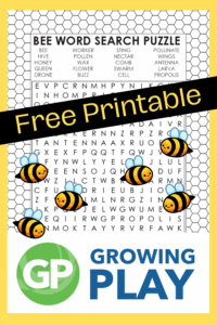 Bee Word Search Printable - Free PDF - Growing Play