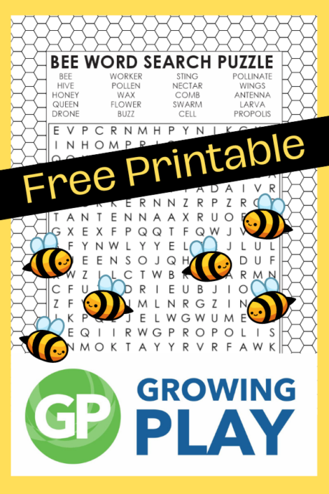 Bee Word Search Printable - Free PDF - Growing Play
