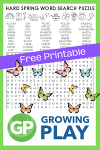 Hard Spring Word Search Puzzle - Free - Growing Play