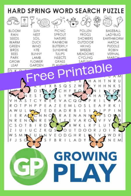 Hard Spring Word Search Puzzle - Free - Growing Play