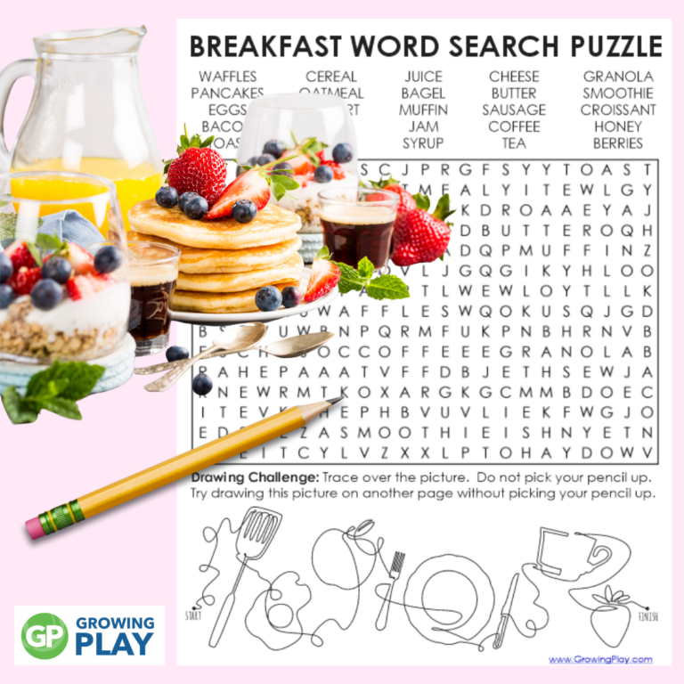 Breakfast Word Search Printable - Growing Play