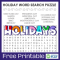 Holiday Word Search Puzzle - Growing Play