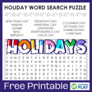 Holiday Word Search Puzzle - Growing Play