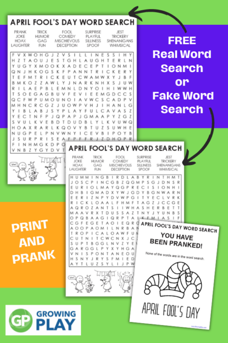 April Fool's Day Word Search - Print and Prank - Growing Play
