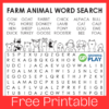 Farm Animal Word Search Printable PDF - Free - Growing Play