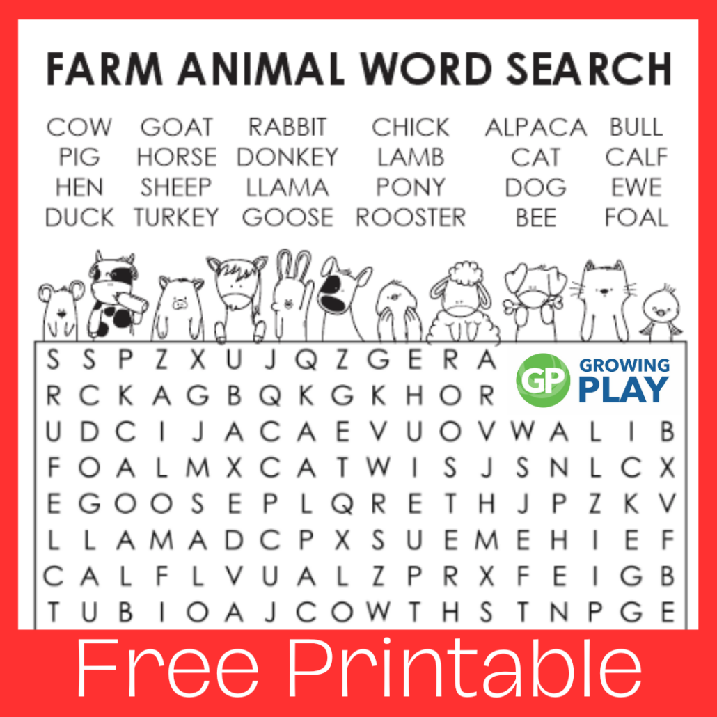Word Search Puzzles Printable - Growing Play