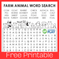 Farm Animal Word Search Printable PDF - Free - Growing Play
