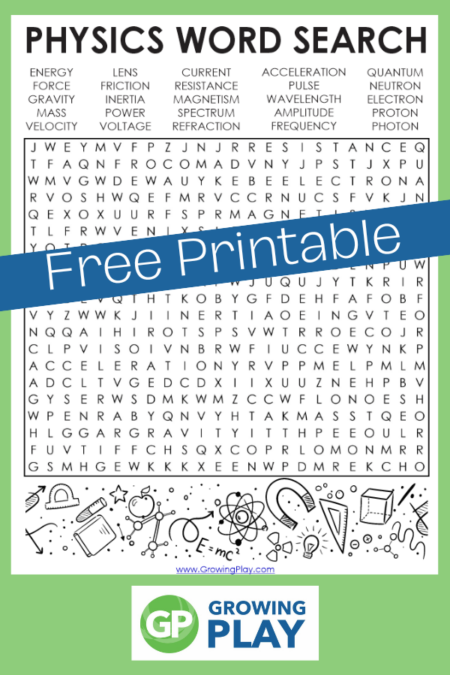 Physics Word Search Free Printable - Growing Play