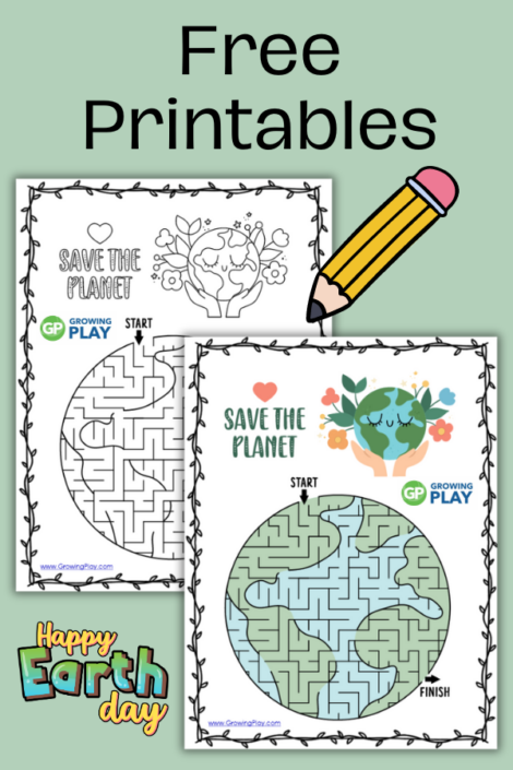 Earth Day Maze Free Printable - Growing Play