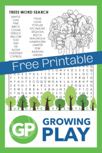 Trees Word Search Free Printable PDF - Growing Play