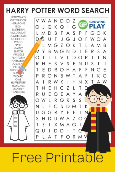 Harry Potter Word Search Printable - Growing Play