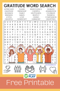 Gratitude Word Search Free Printable - Growing Play