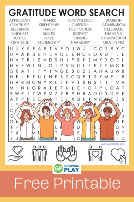 Gratitude Word Search Free Printable - Growing Play
