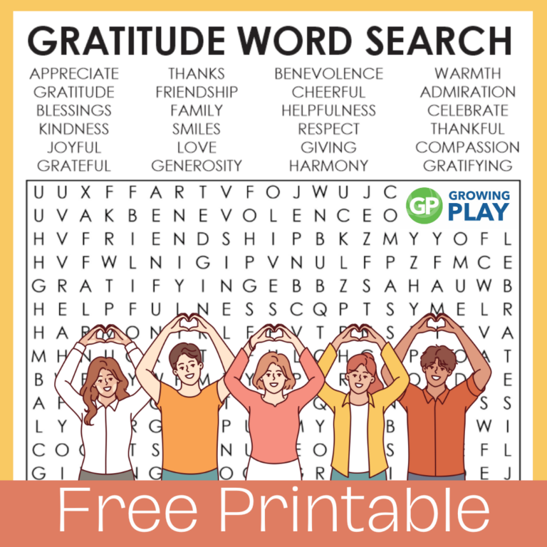 Gratitude Word Search Free Printable - Growing Play