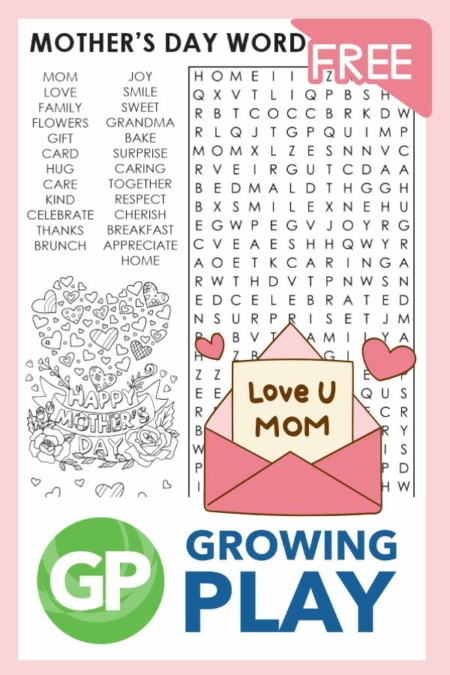 Mother's Day Word Search Printable - Growing Play