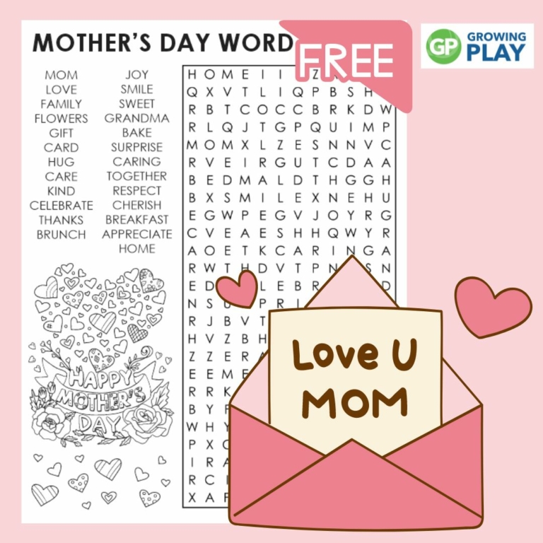 Mother's Day Word Search Printable - Growing Play