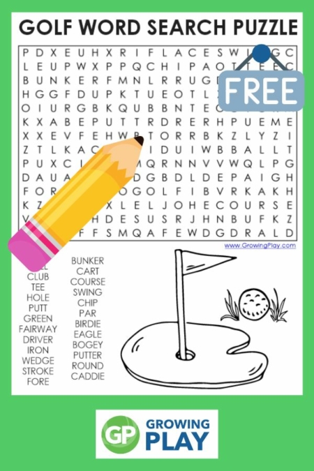 Golf Word Search Printable - Free - Growing Play