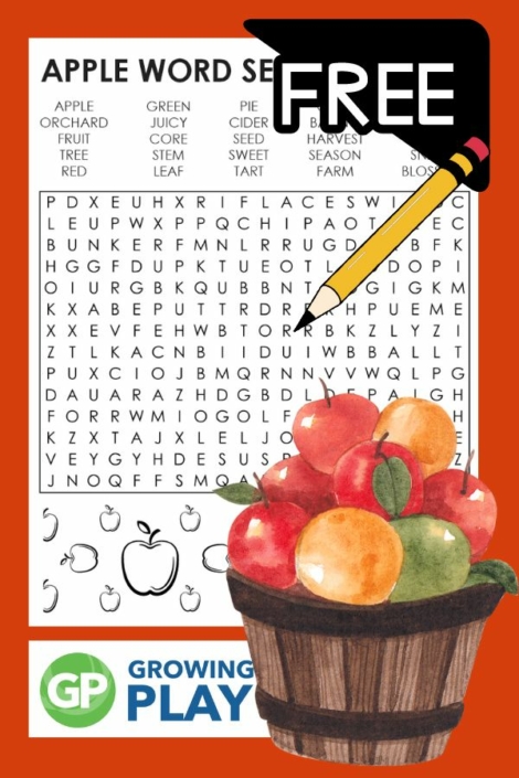 Apple Word Search Puzzle - Free Printable - Growing Play